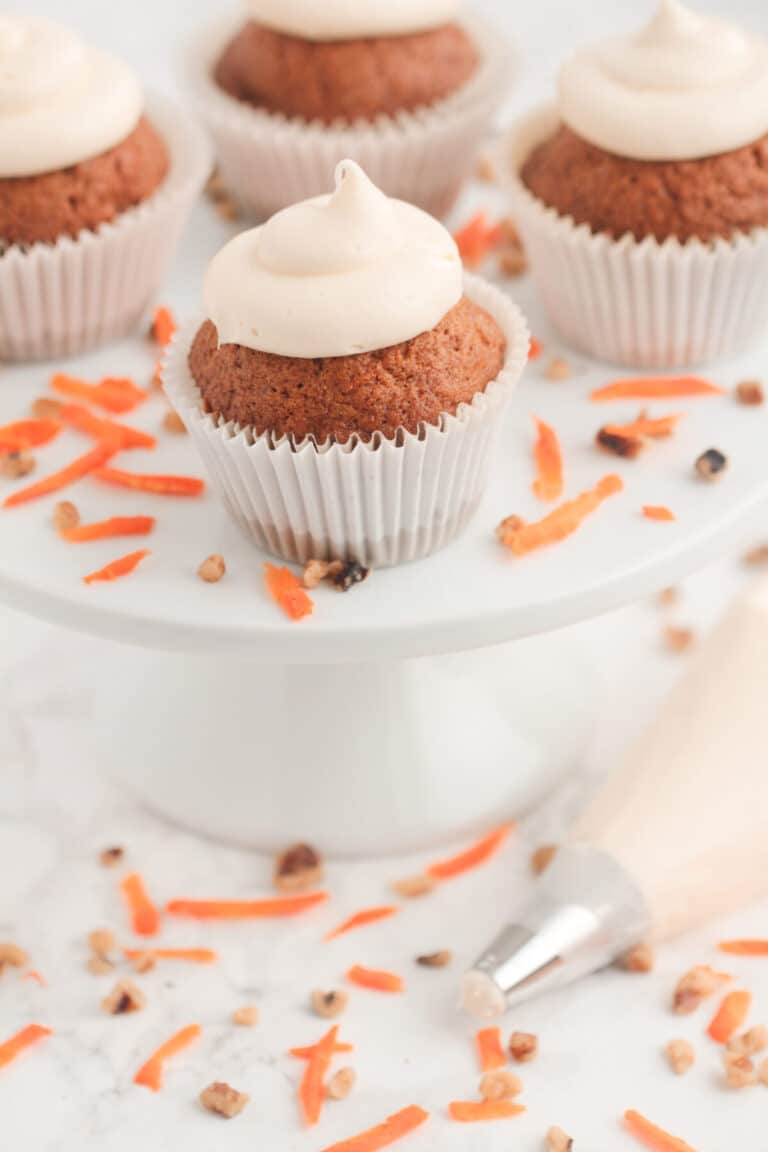 Carrot Cupcakes with Cream Cheese Frosting - Rosemary & Maple